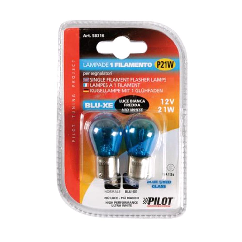 12v Blu xe Single Filament Lamp - P21w - 21w - Ba15s - 2 Pcs - D ...