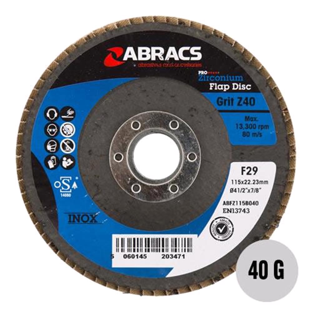 Abracs 4 1 2" Flap Discs 115mm X 40 Grit Pack Of 5 For | MicksGarage